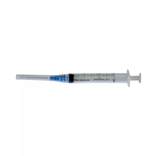 Jeringa 3cc con Aguja 23G x 1" Nedflex (1 Caja 100 Unid.) - Safe Care Chile