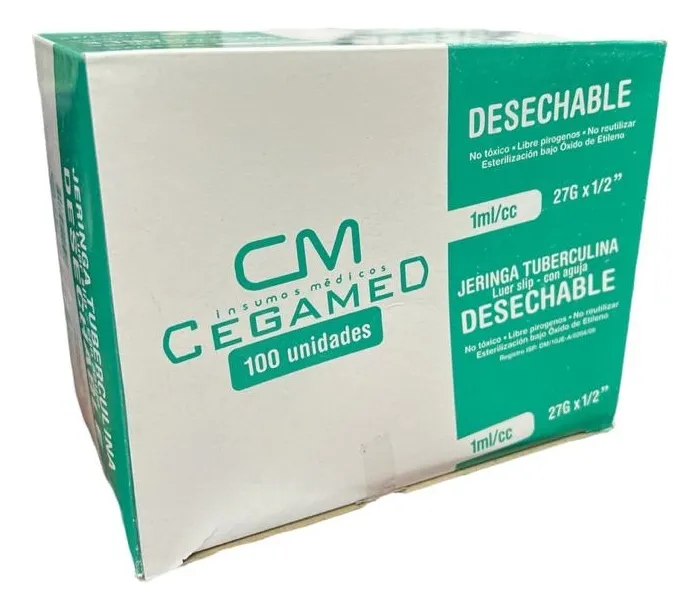 Jeringa Tuberculina 27G x ½” (1 Caja 100 Unid.) - Safe Care Chile