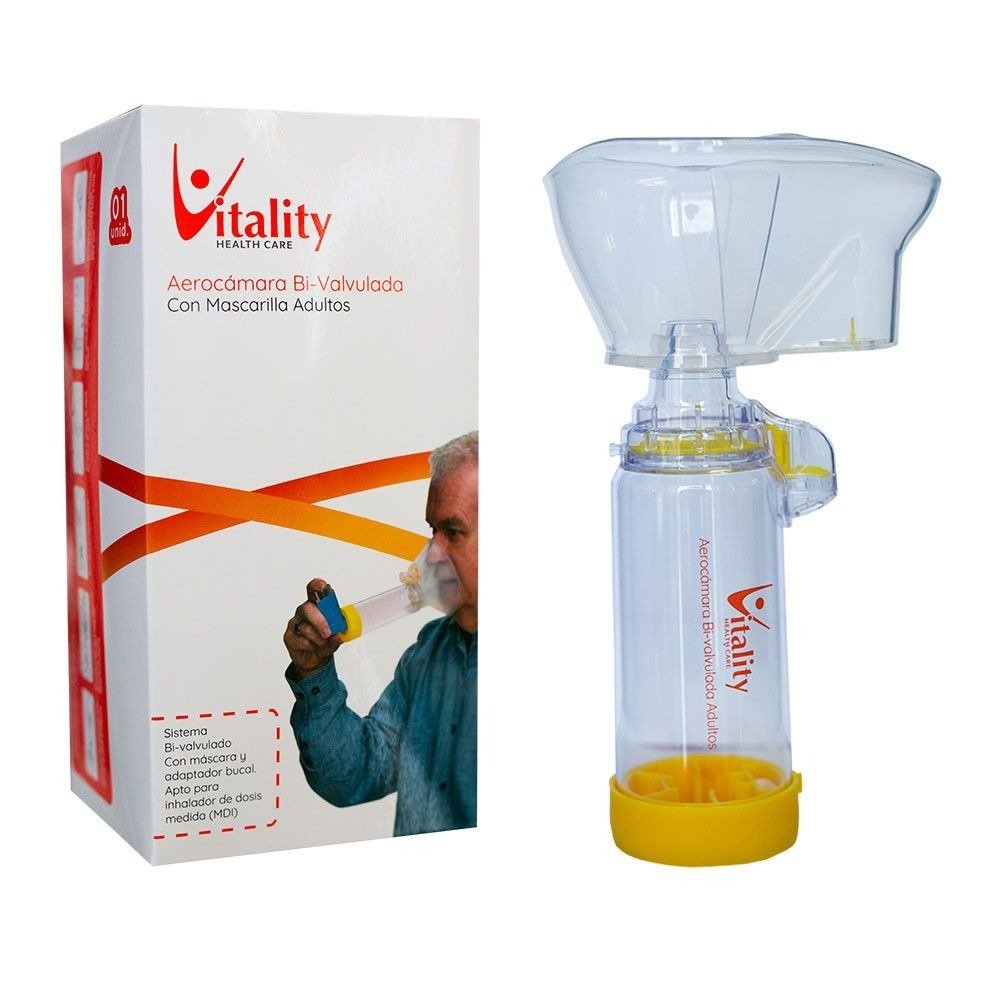 Aerocámara Bivalvular Adulto Vitality (Por Unidad) - Safe Care Chile
